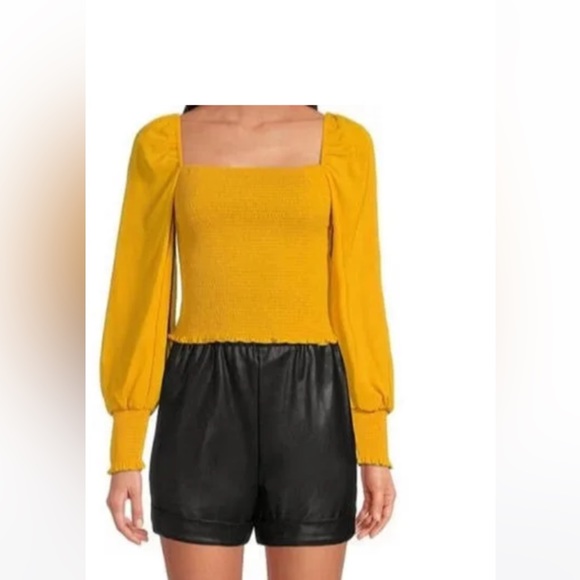 Gianni Bini | Tops | Gianni Bini Yellow Cropped Smocked Top | Poshmark